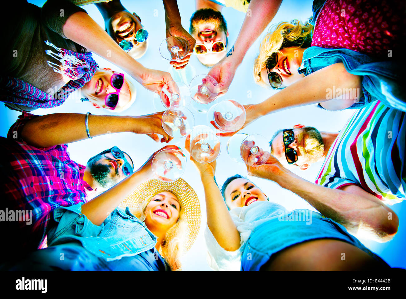 Beach Cheers Celebration Friendship Summer Fun Concept Stock Photo - Alamy