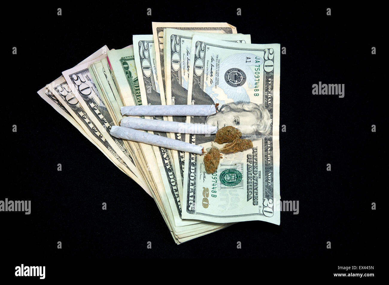 20 dollar bills over black hi-res stock photography and images - Alamy