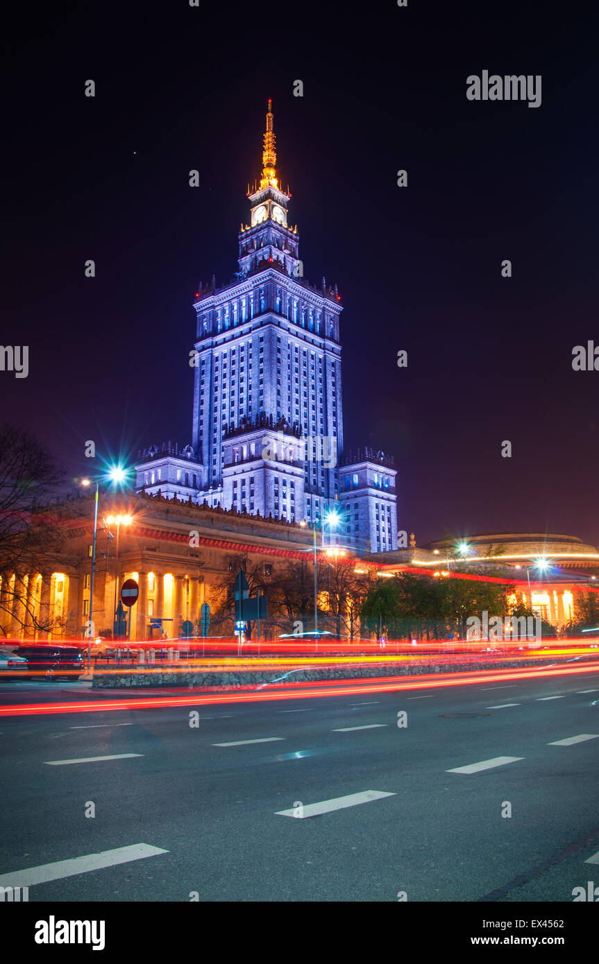 Skyscrapers in Warsaw, night view Stock Photo - Alamy