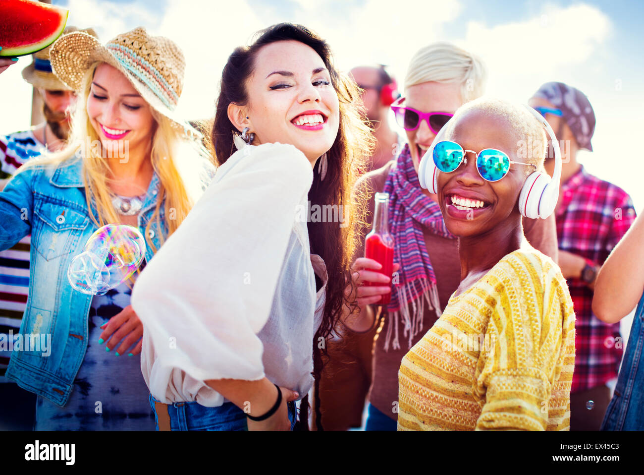 Beach Party Togetherness Friendship Happiness Summer Concept Stock ...