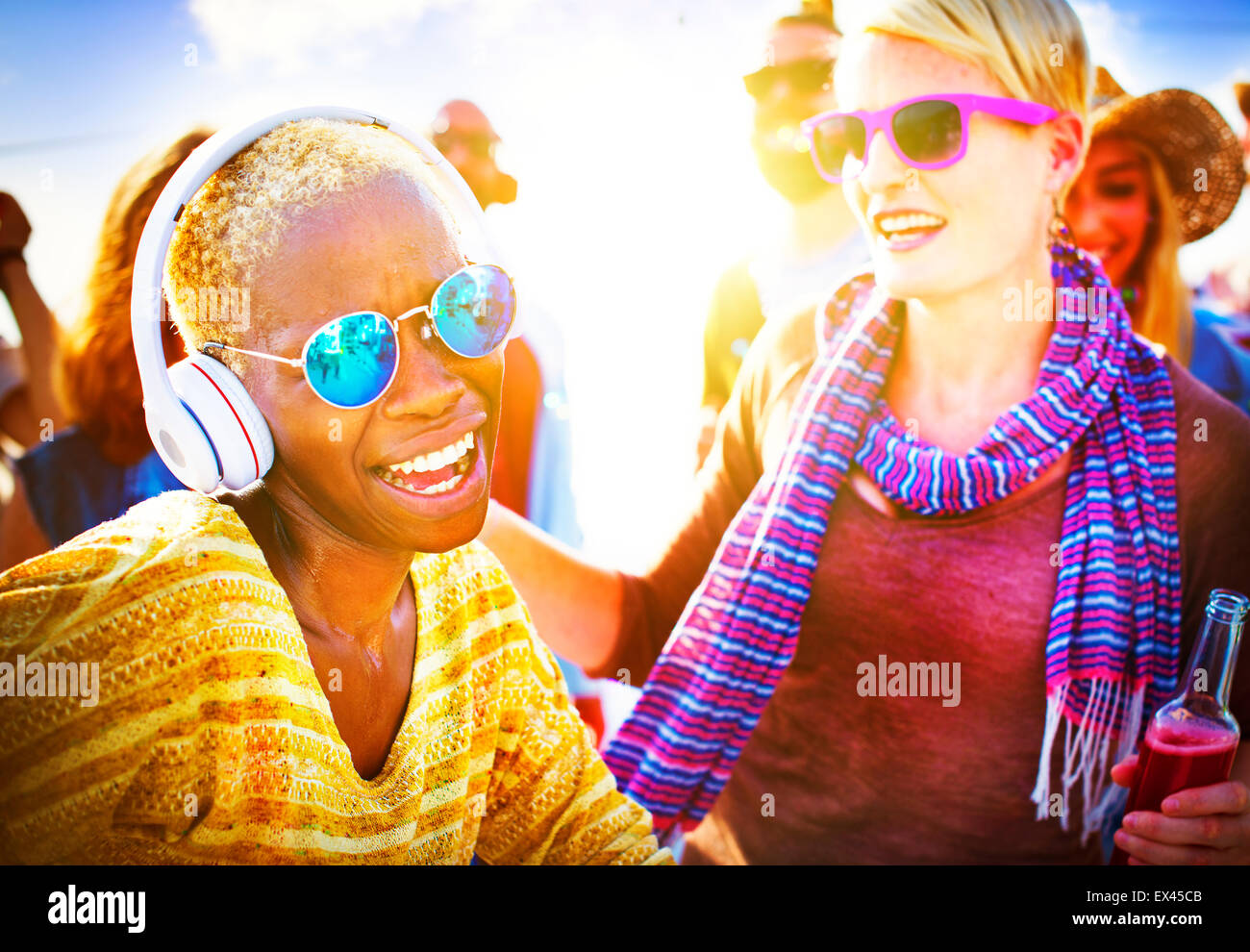 Beach Party Music Dancing Friendship Summer Concept Stock Photo - Alamy