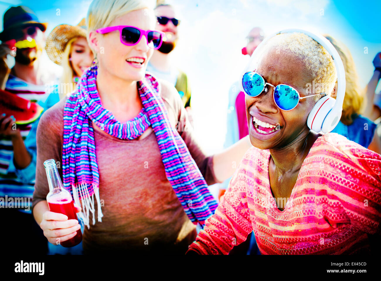 Beach Party Music Dancing Friendship Summer Concept Stock Photo - Alamy
