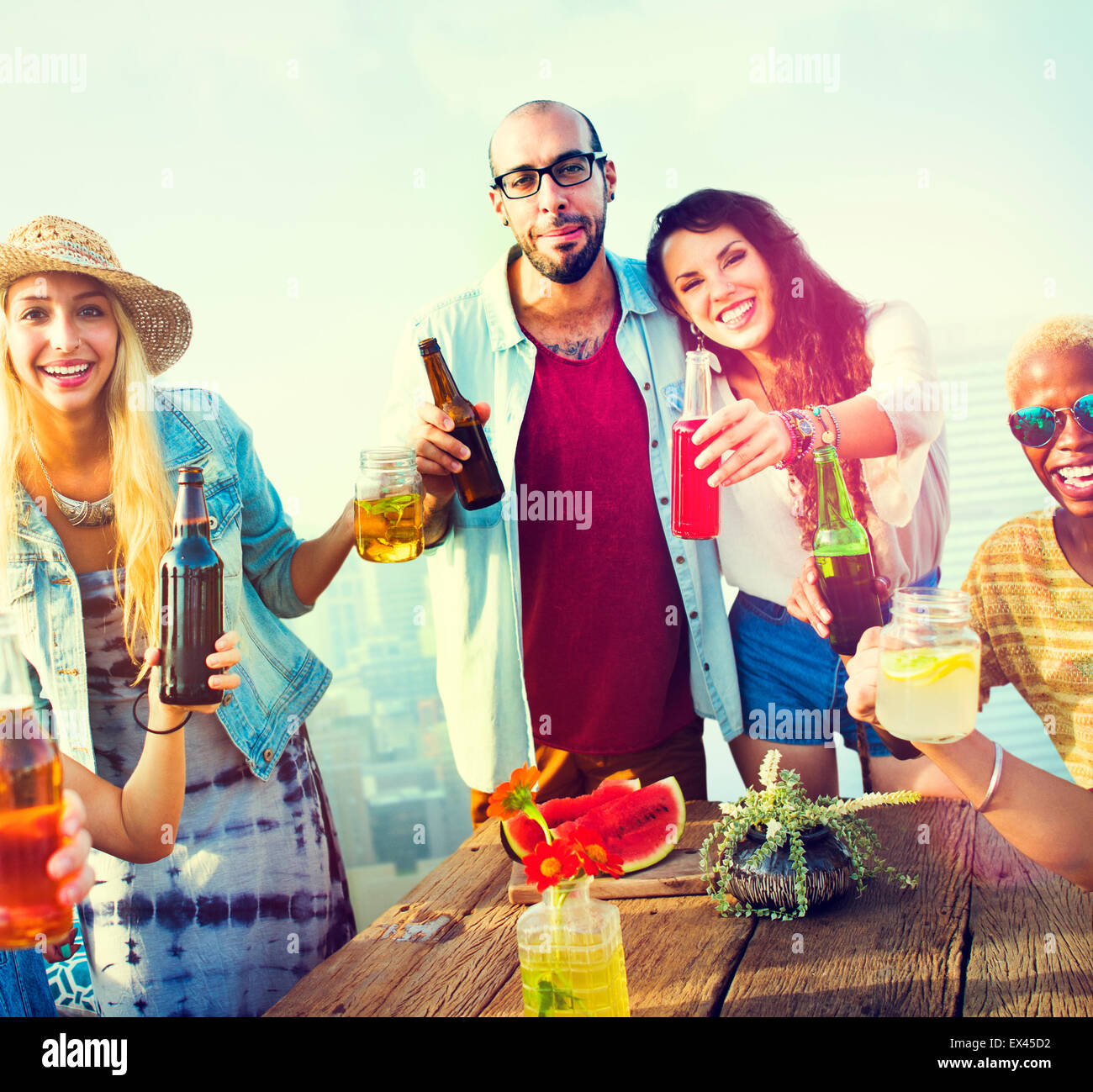 Diverse People Friends Hanging Out Drinking Concept Stock Photo - Alamy
