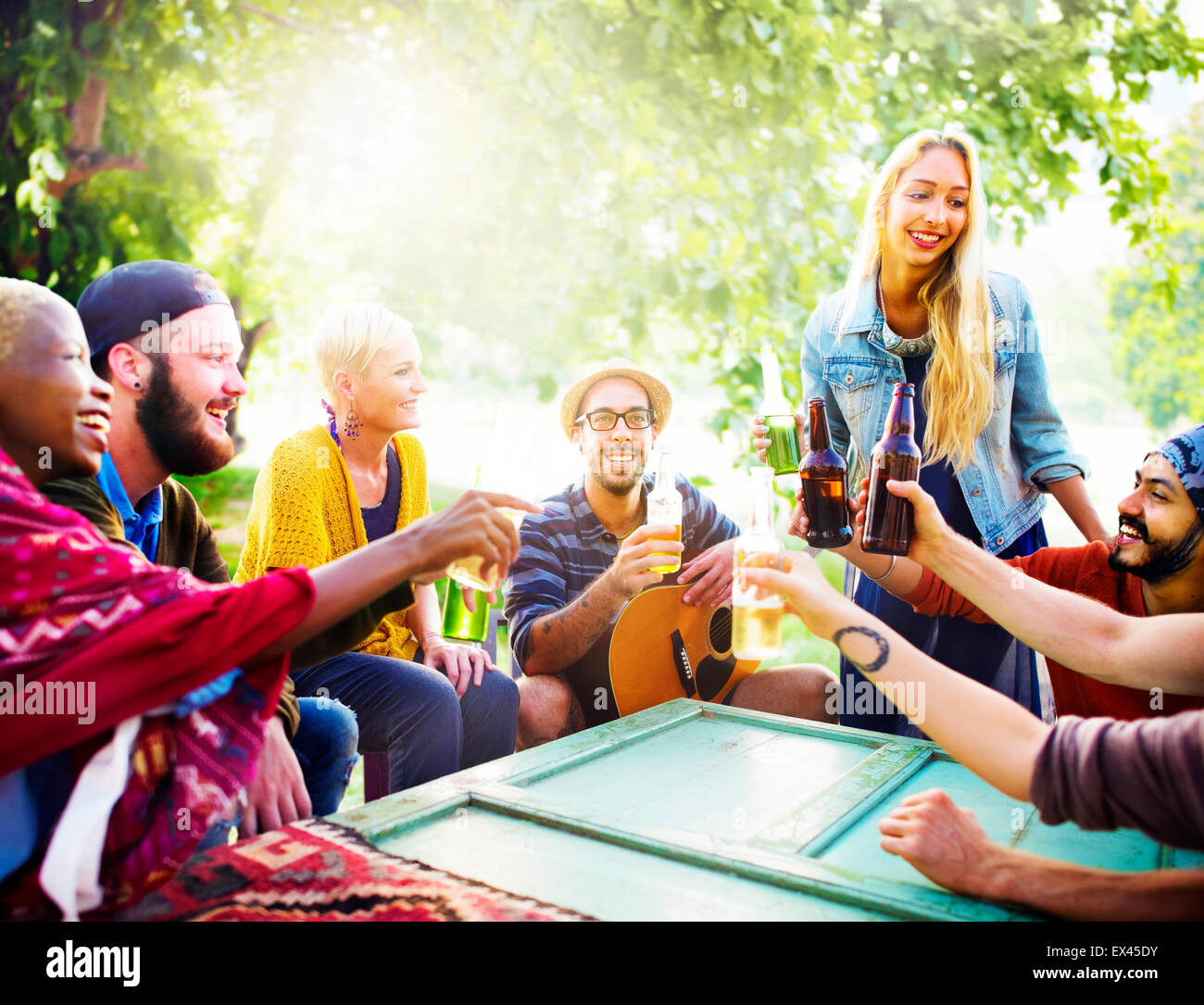 Friend Celebrate Party Picnic Joyful Lifestyle Drinking Concept Stock ...