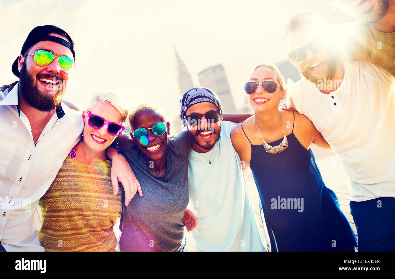 Diverse City Buildings Summer Friends Fun Concept Stock Photo - Alamy
