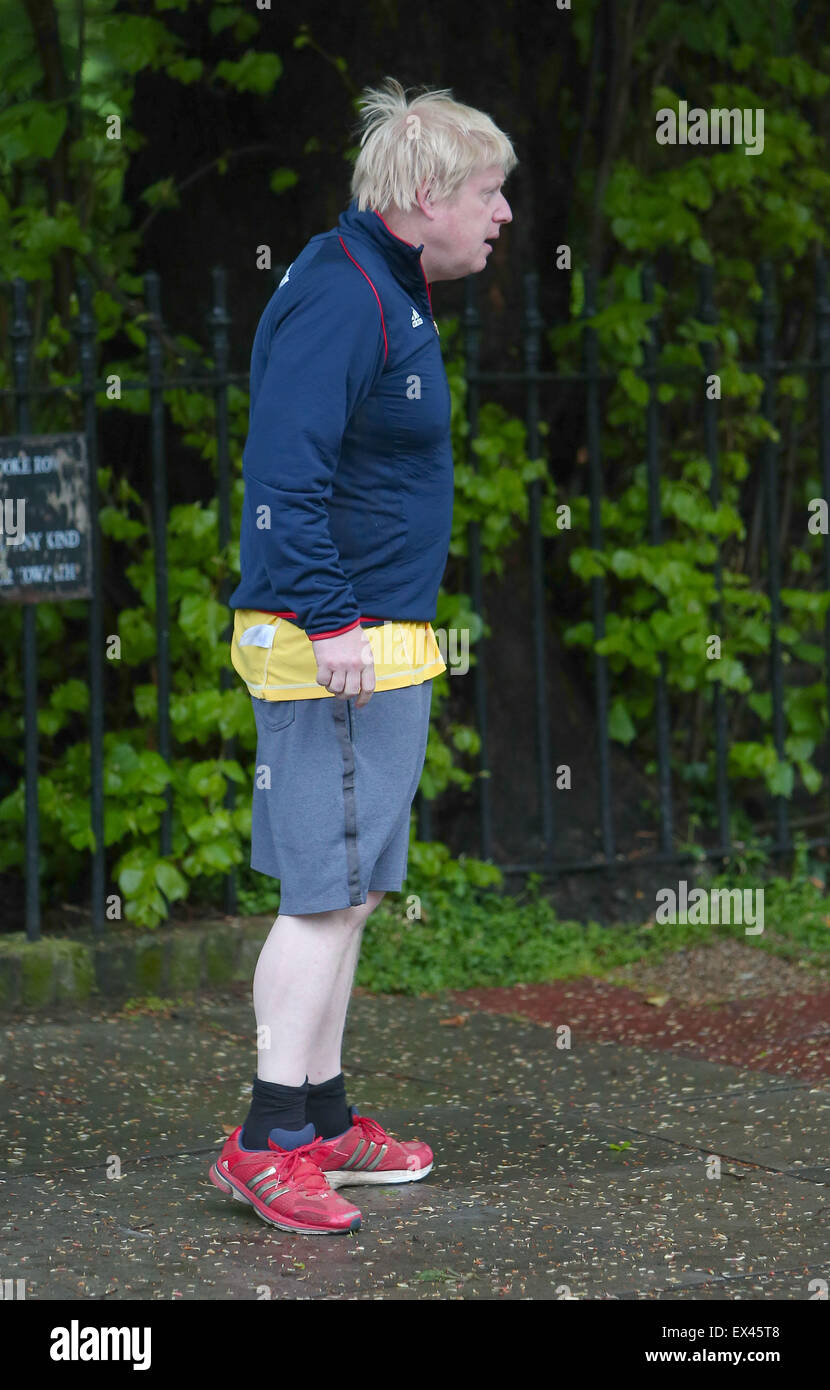 Boris Johnson out for a run near his home Featuring: Boris Johnson ...