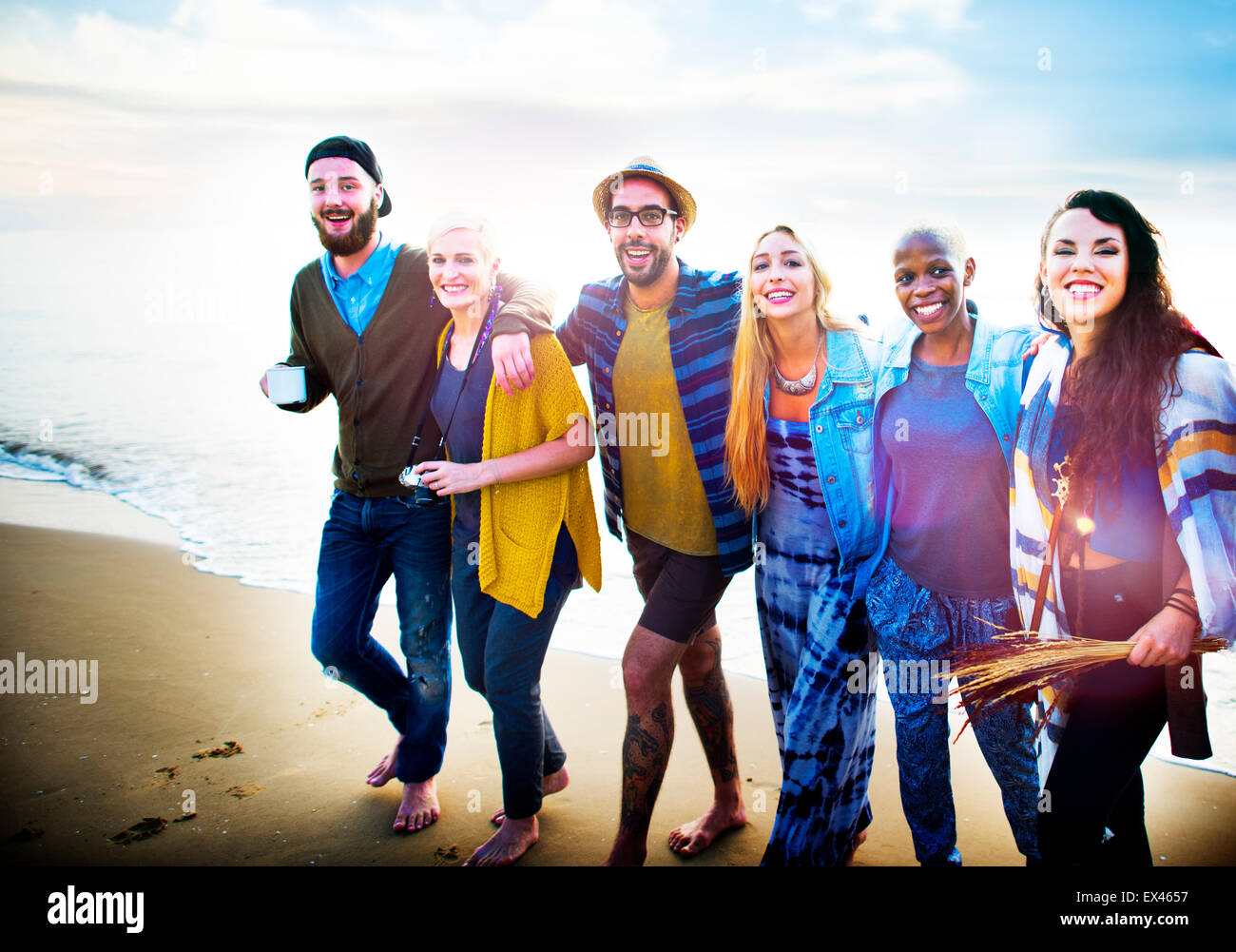 Friendship Freedom Beach Summer Holiday Concept Stock Photo - Alamy