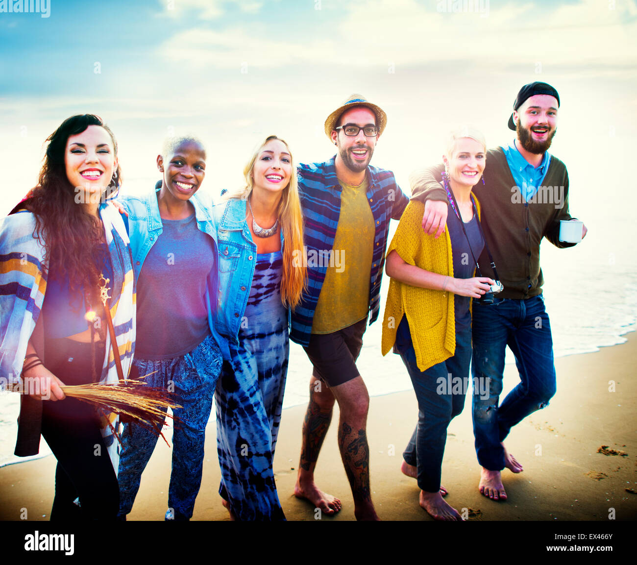 Friendship Freedom Beach Summer Holiday Concept Stock Photo - Alamy
