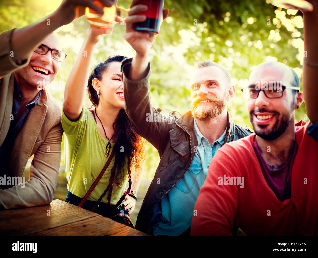 Friends Party Outdoors Celebration Happiness Concept Stock Photo - Alamy