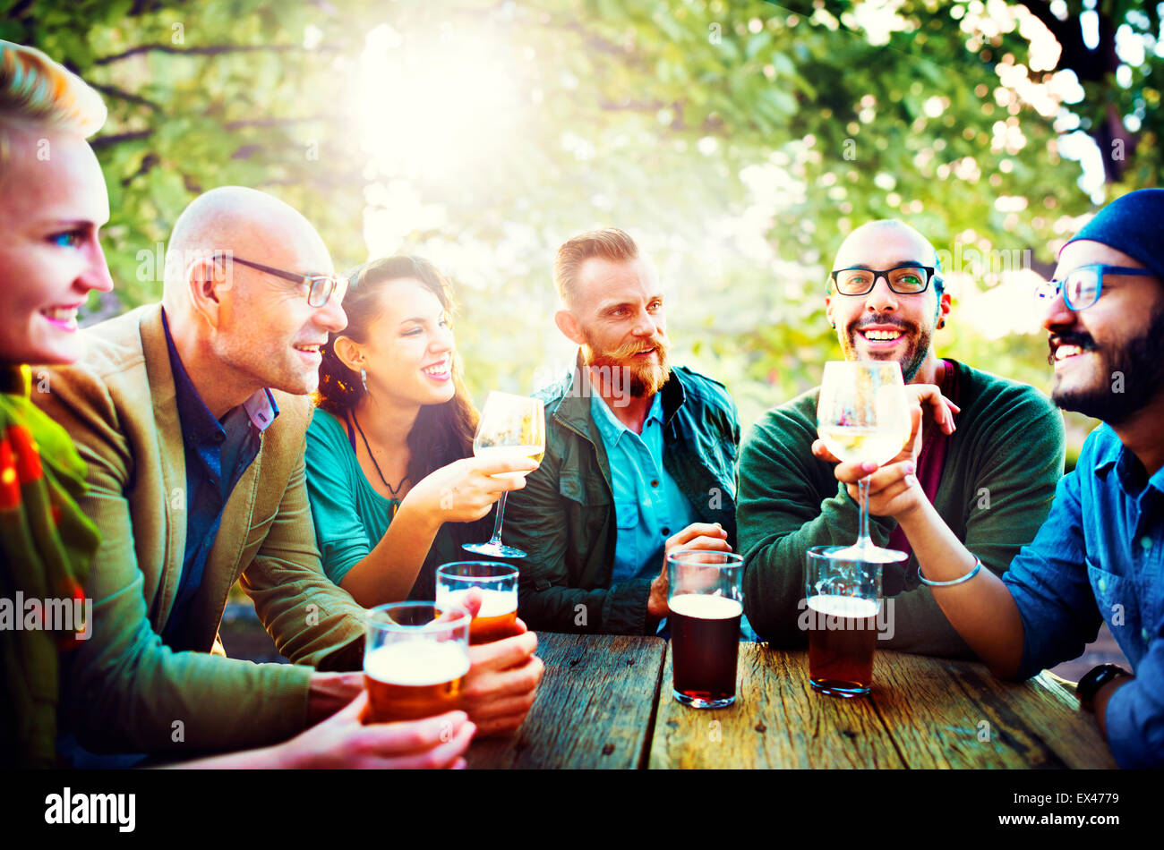 Diverse People Friends Hanging Out Drinking Concept Stock Photo - Alamy