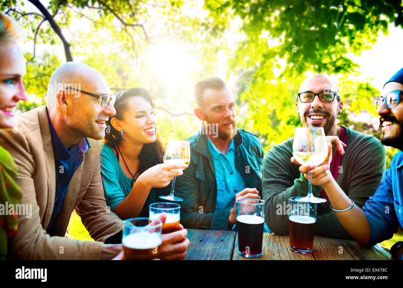Diverse People Friends Hanging Out Drinking Concept Stock Photo - Alamy