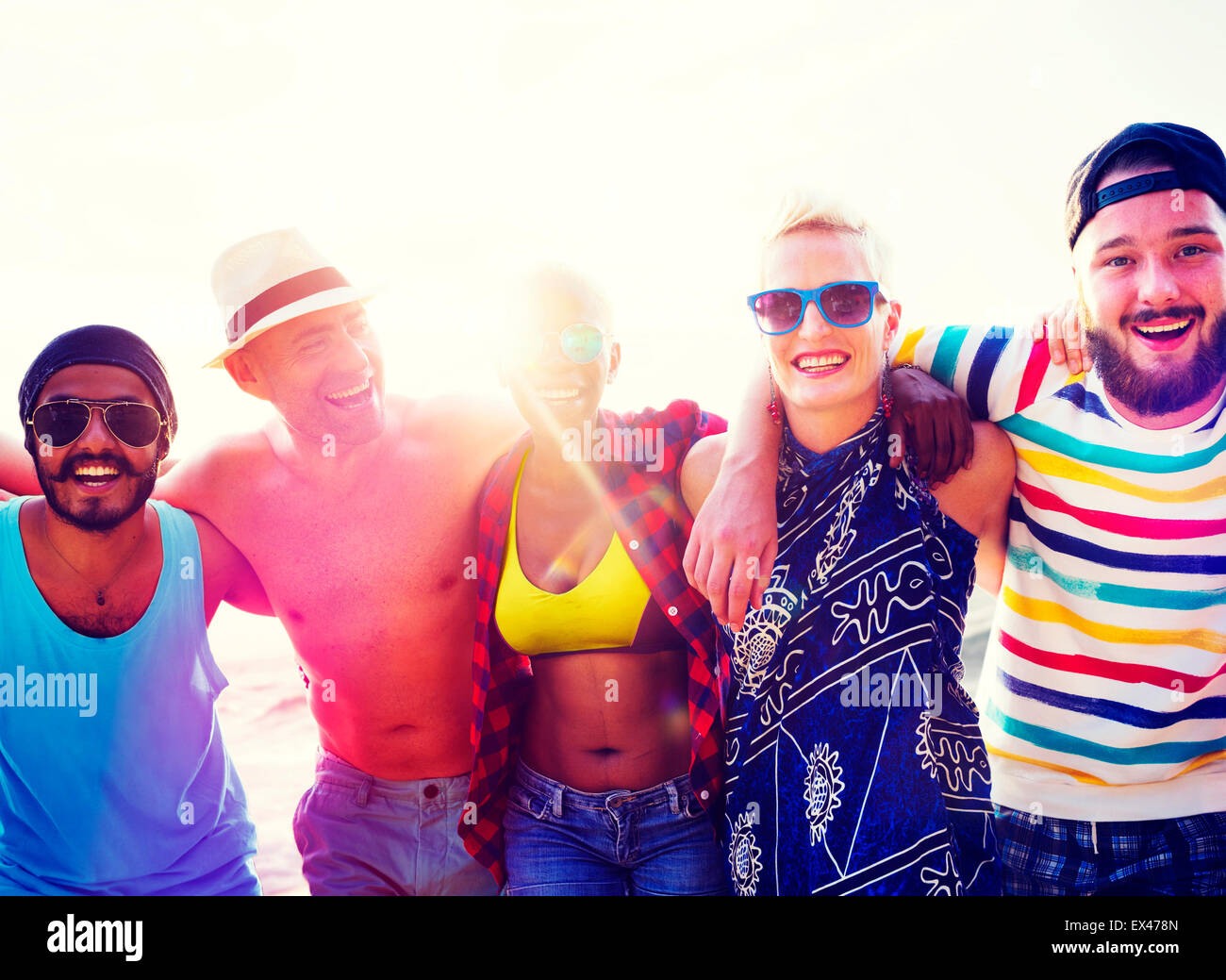 Diverse People Friends Fun Bonding Beach Summer Concept Stock Photo - Alamy