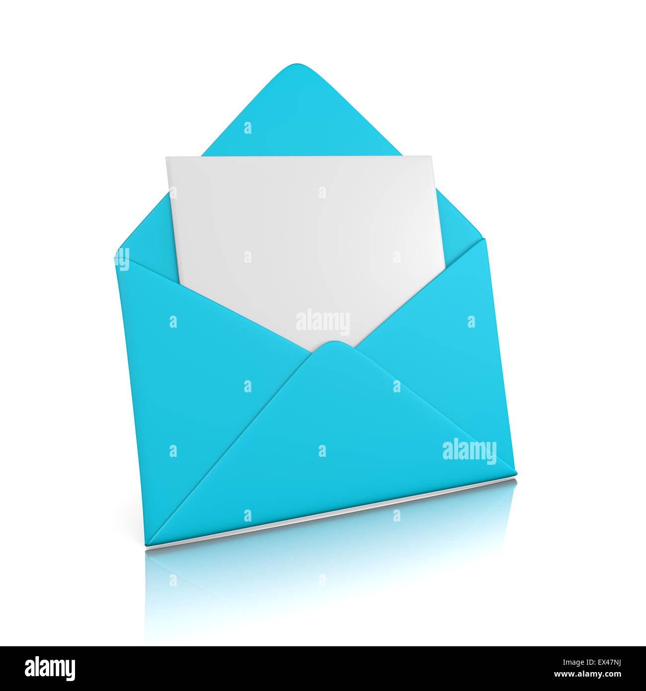 Single Blue Mail Envelope Opened Illustration on White Background Stock ...