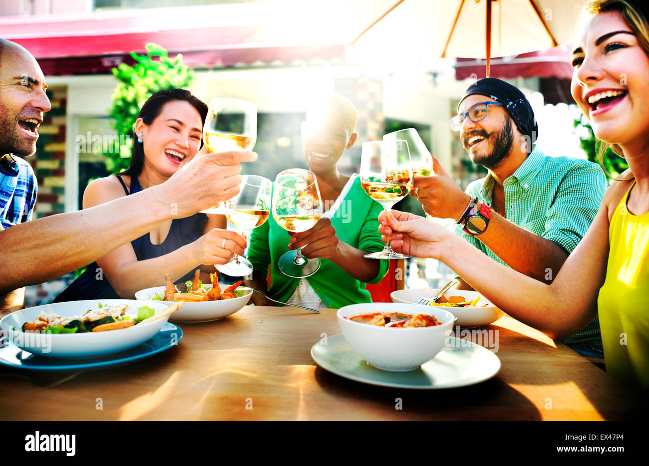 Diverse People Friends Hanging Out Drinking Concept Stock Photo - Alamy