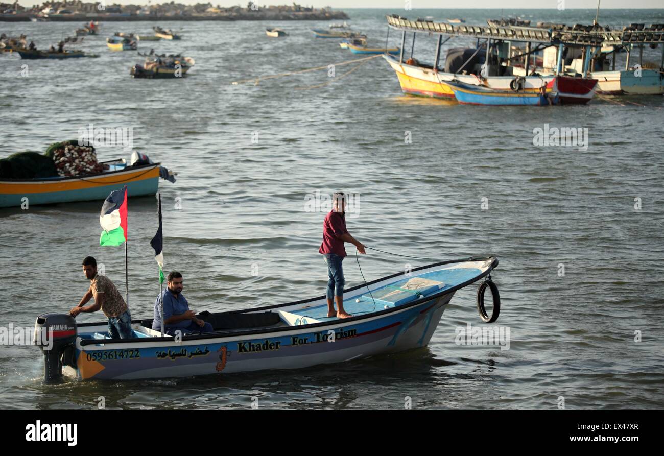 Gaza City, Gaza Strip, Palestinian Territory. 6th July, 2015. Boats are ...