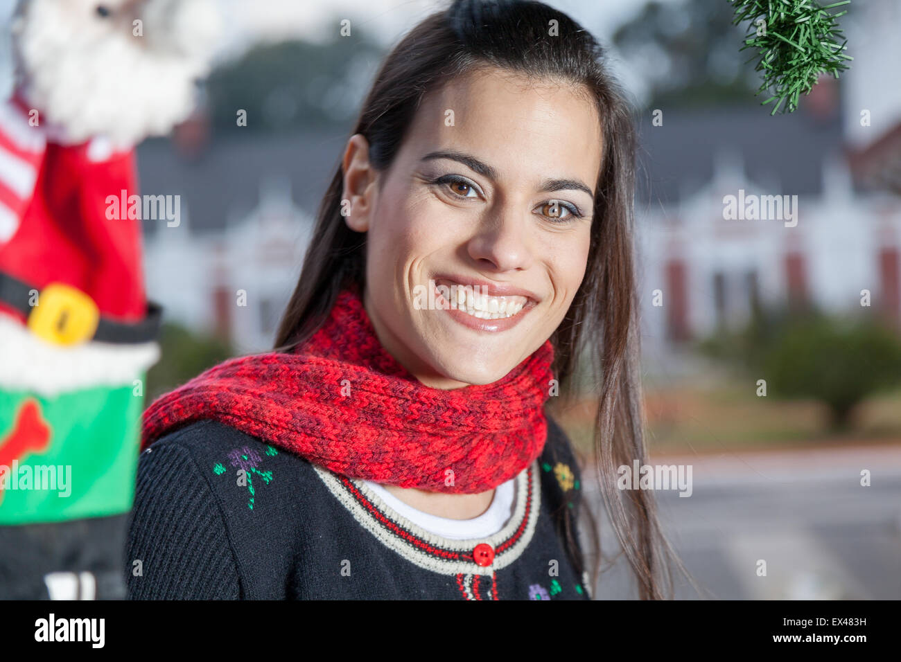 Woman celebrating Christmas Stock Photo - Alamy