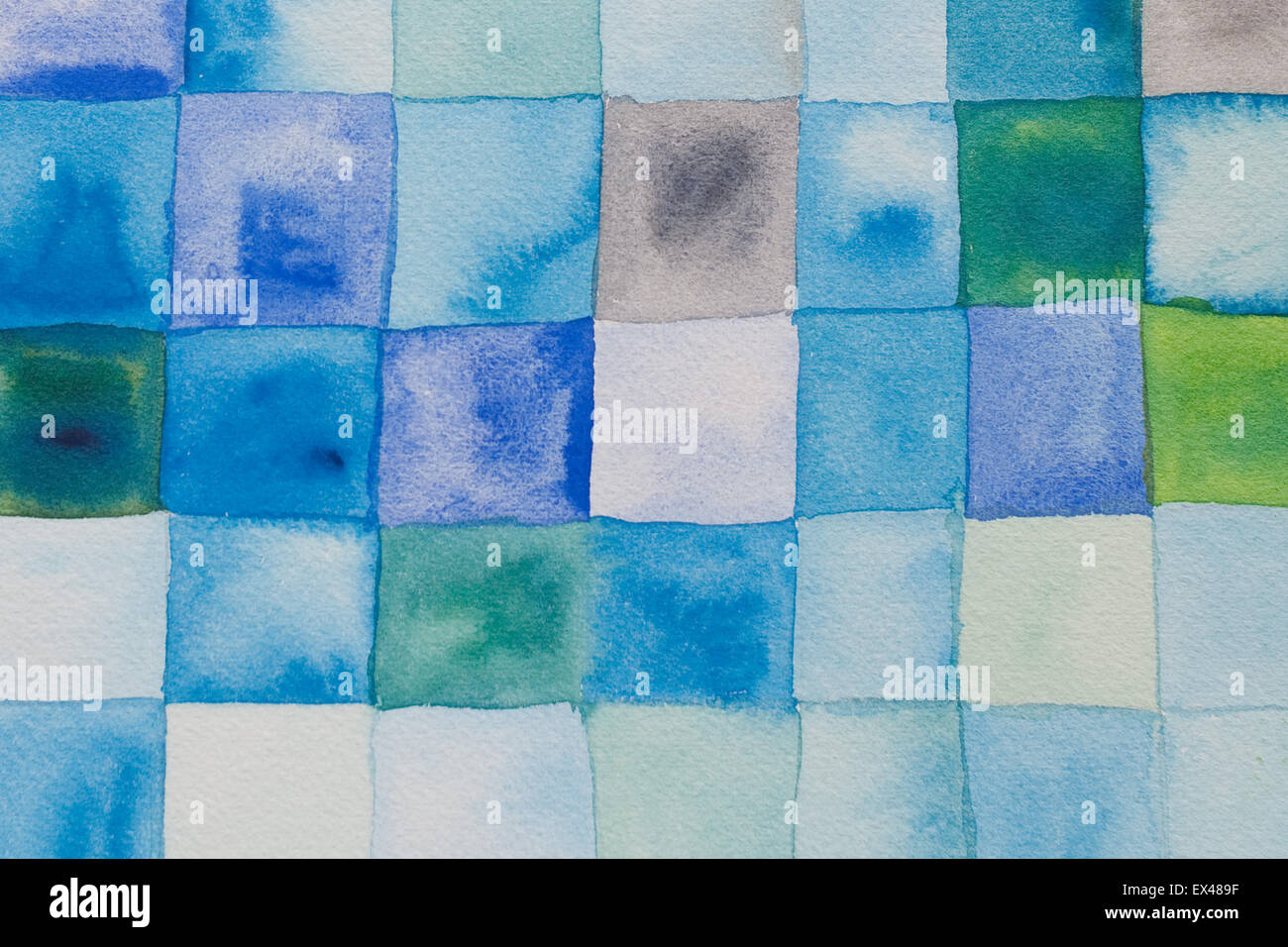 blue squares - watercolors on textured paper - abstract graphic design ...