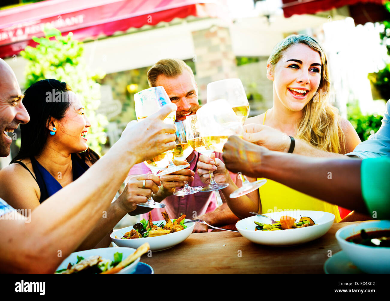 Group Friends Chilling Talking Holiday Concept Stock Photo - Alamy