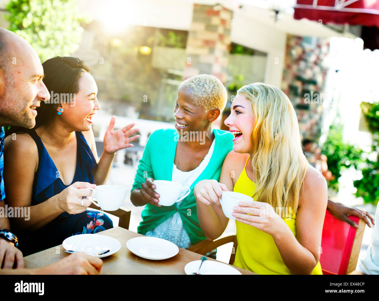 Group Friends Chilling Talking Holiday Concept Stock Photo - Alamy
