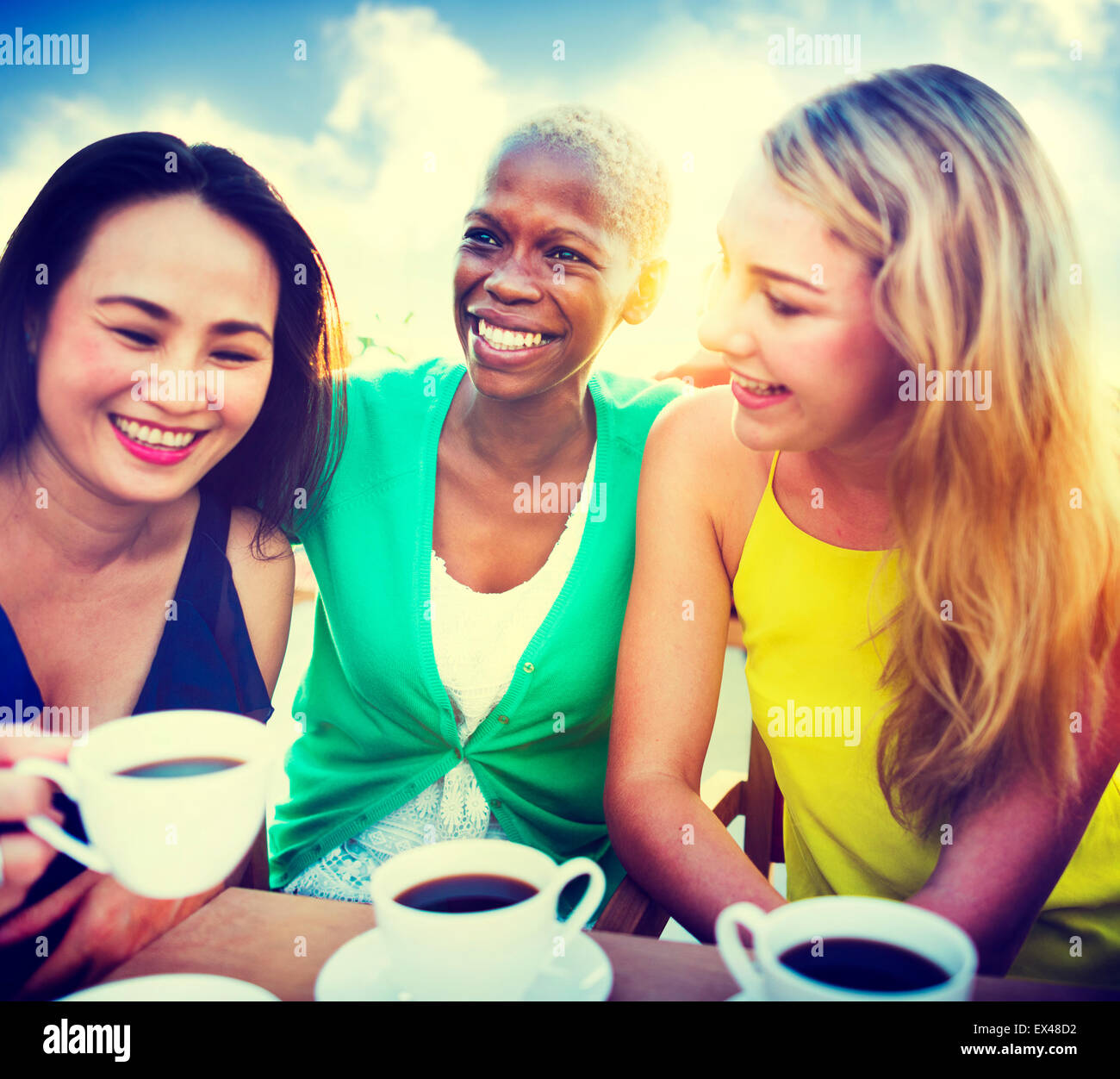 Girls Coffee Break Talking Chilling Concept Stock Photo - Alamy