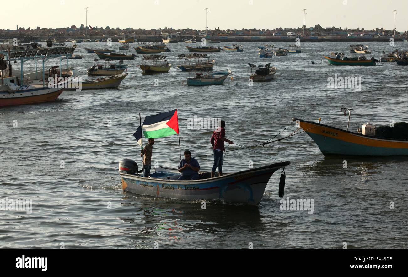Gaza City, Gaza Strip, Palestinian Territory. 6th July, 2015. Boats are ...