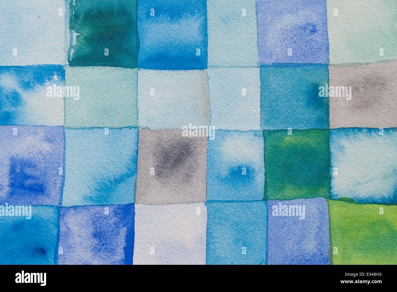 blue squares - watercolors on textured paper - abstract graphic design ...