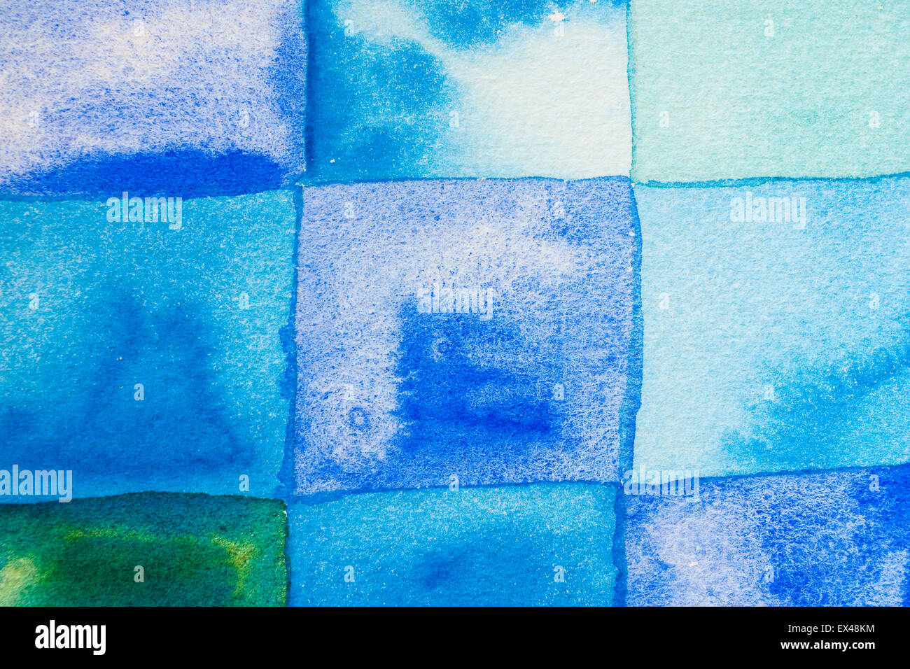 blue squares - watercolors on textured paper - abstract graphic design ...