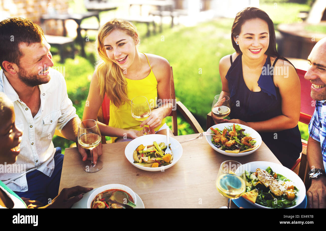 Group Friends Chilling Talking Holiday Concept Stock Photo - Alamy