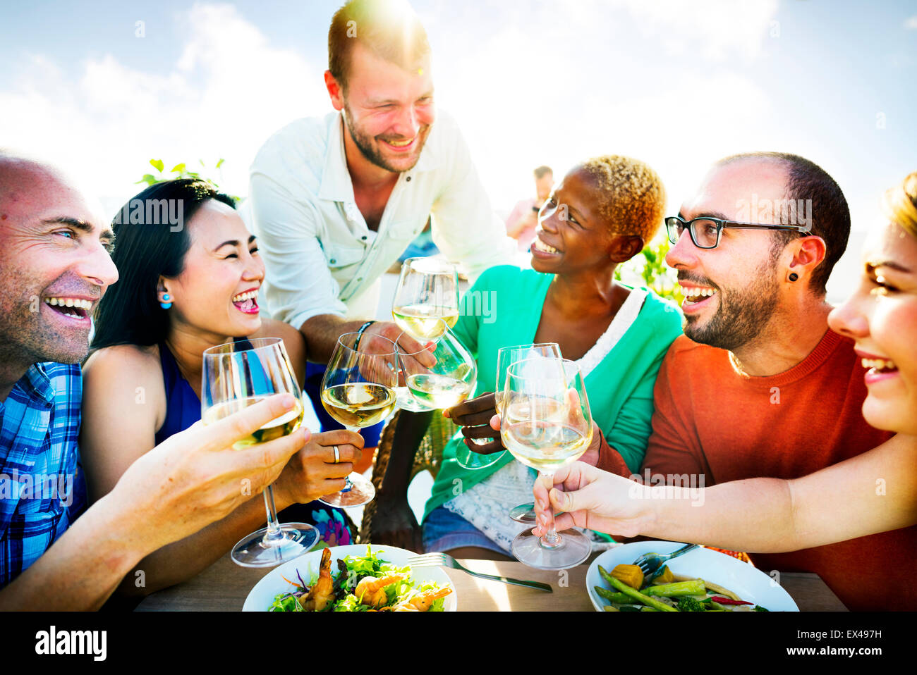 Diverse People Friends Hanging Out Drinking Concept Stock Photo - Alamy
