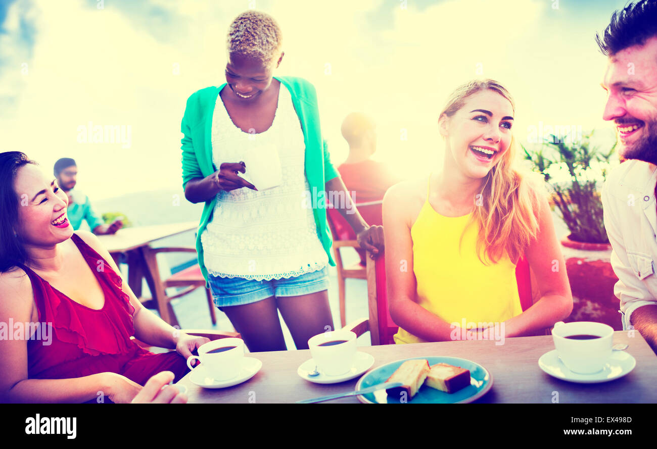 Group Friends Chilling Talking Holiday Concept Stock Photo - Alamy