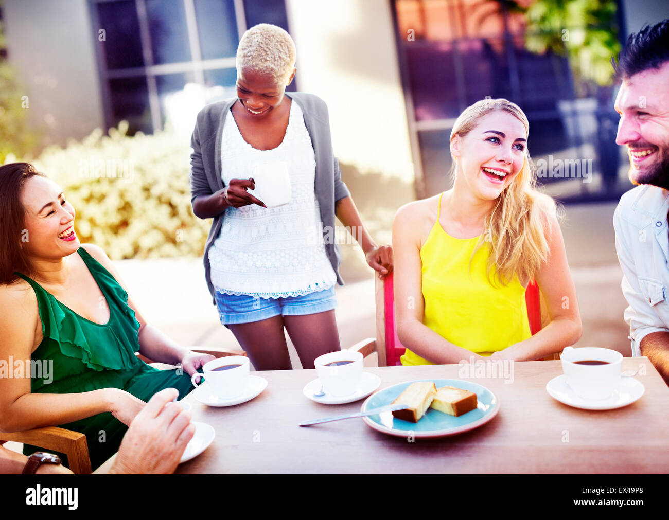 Group Friends Chilling Talking Holiday Concept Stock Photo - Alamy