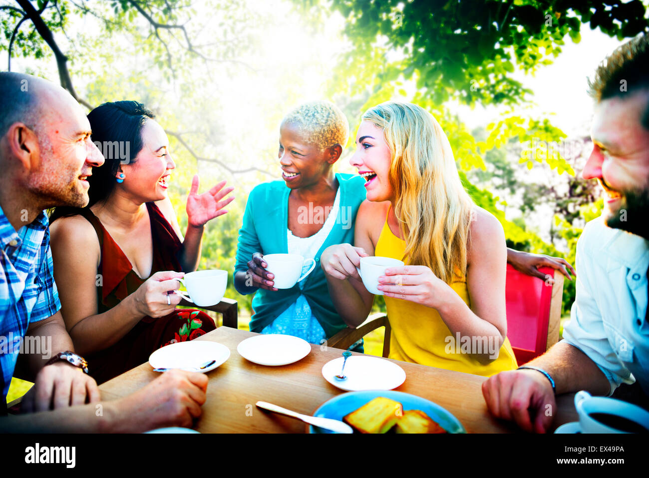 Diverse group drinking tea hi-res stock photography and images - Alamy