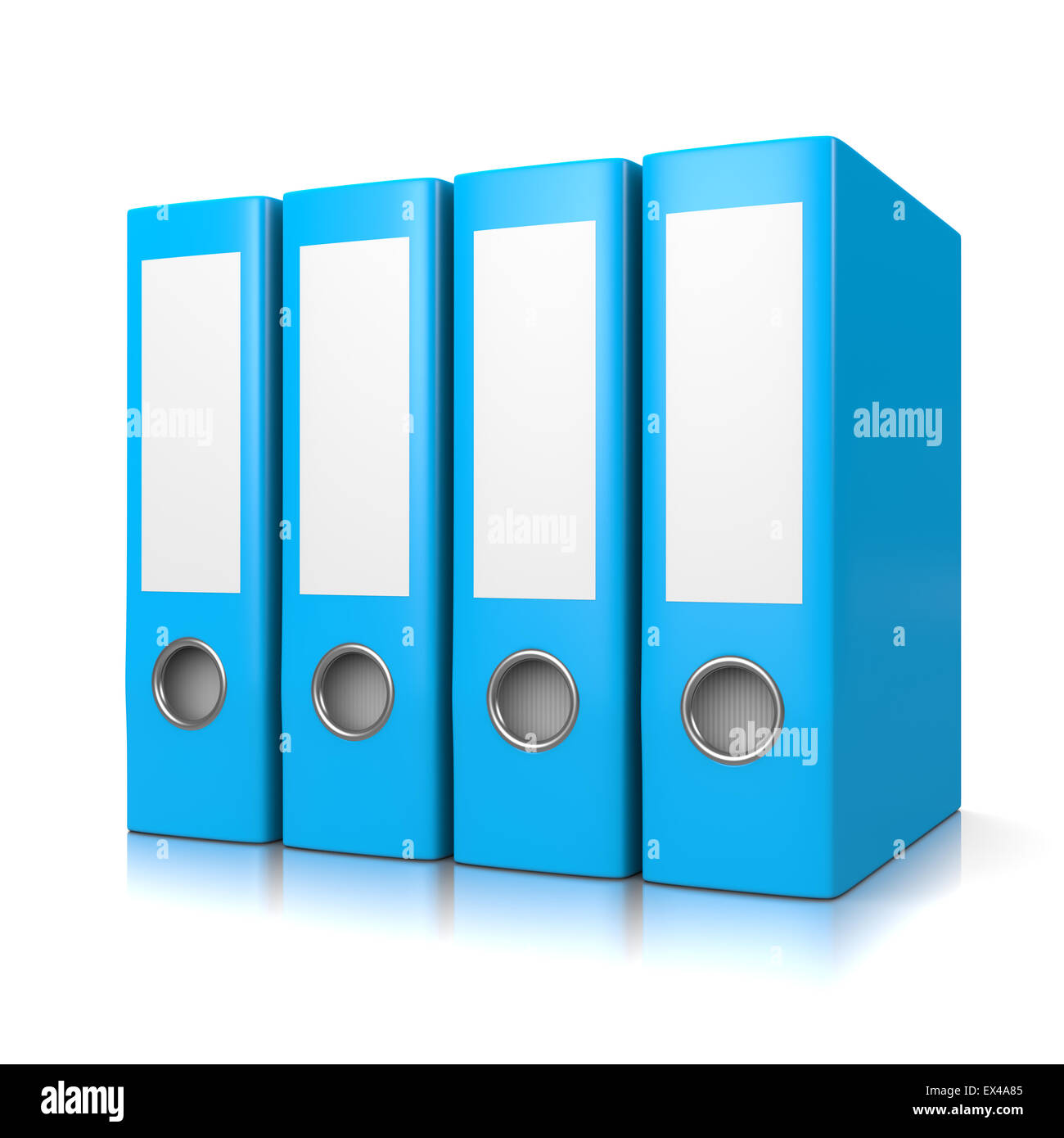 Set of Four Blue Binders Isolated on White Background 3D Illustration ...