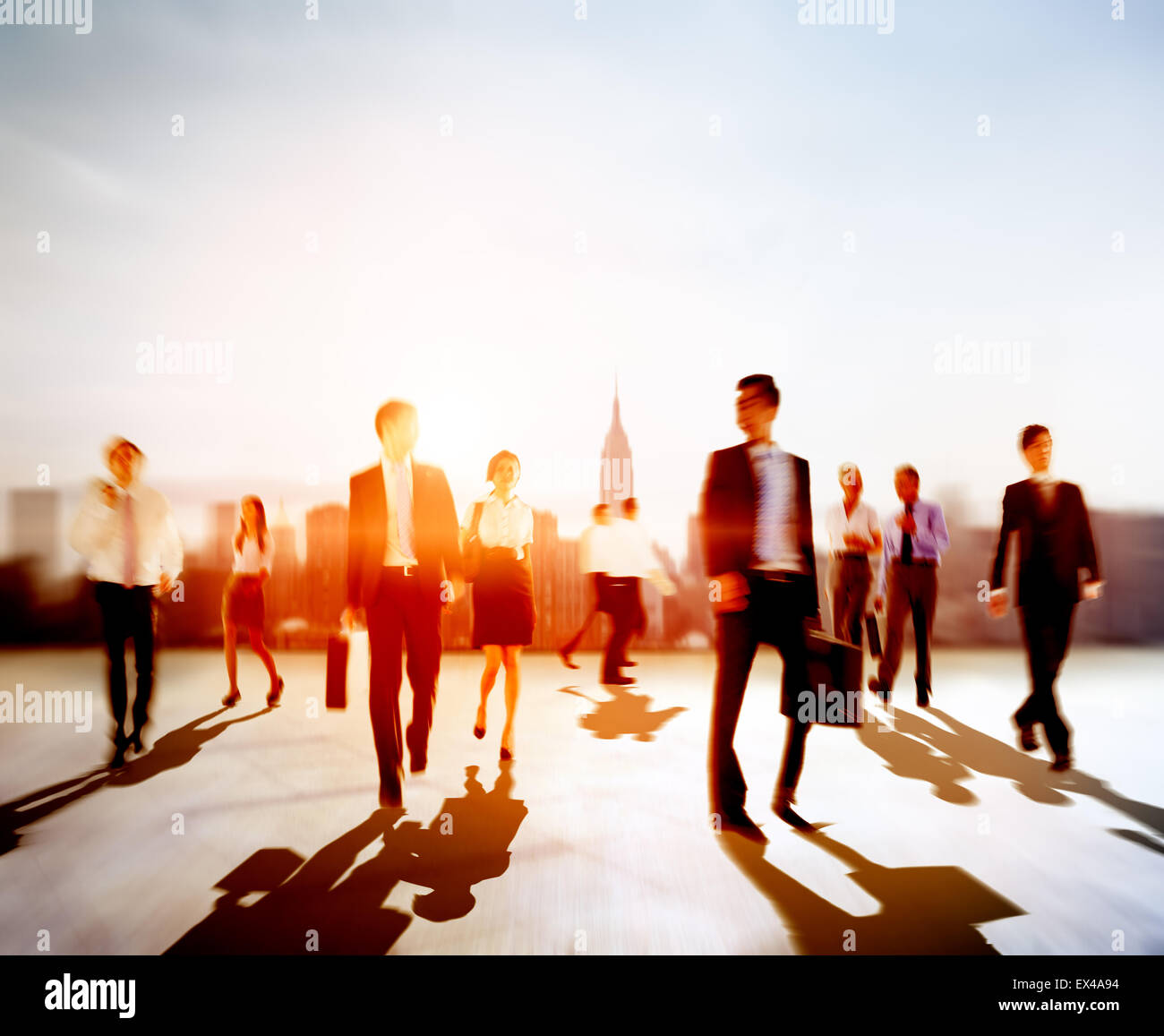 People Commuter Walking Rush Hour Cityscape Concept Stock Photo - Alamy