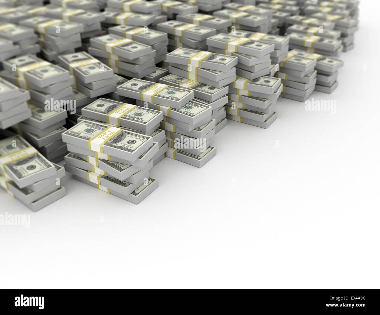 Pile of US money on white background Stock Photo - Alamy
