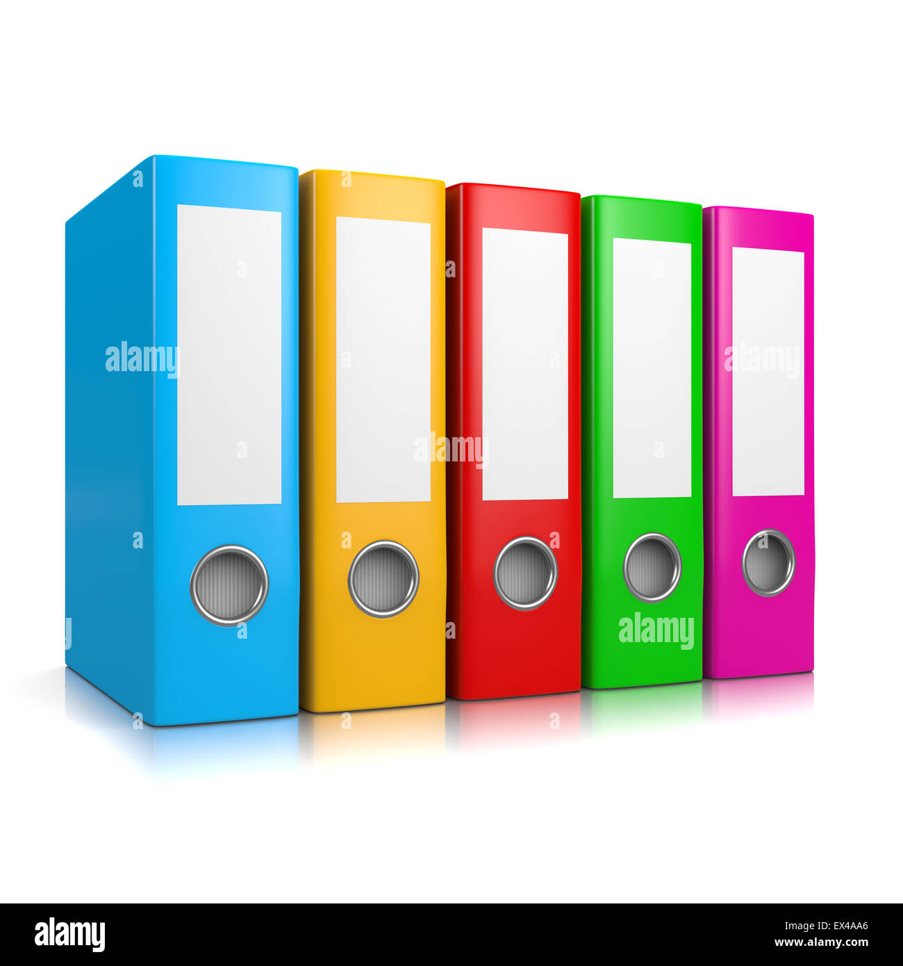Collection of Colorful Binders Isolated on White Background 3D ...