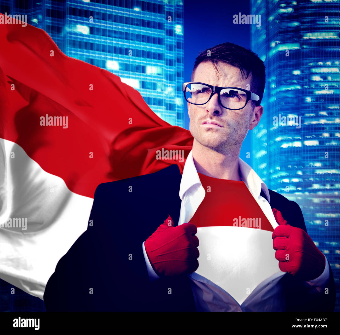 Businessman Superhero Country Indonesia Flag Culture Power Concept ...