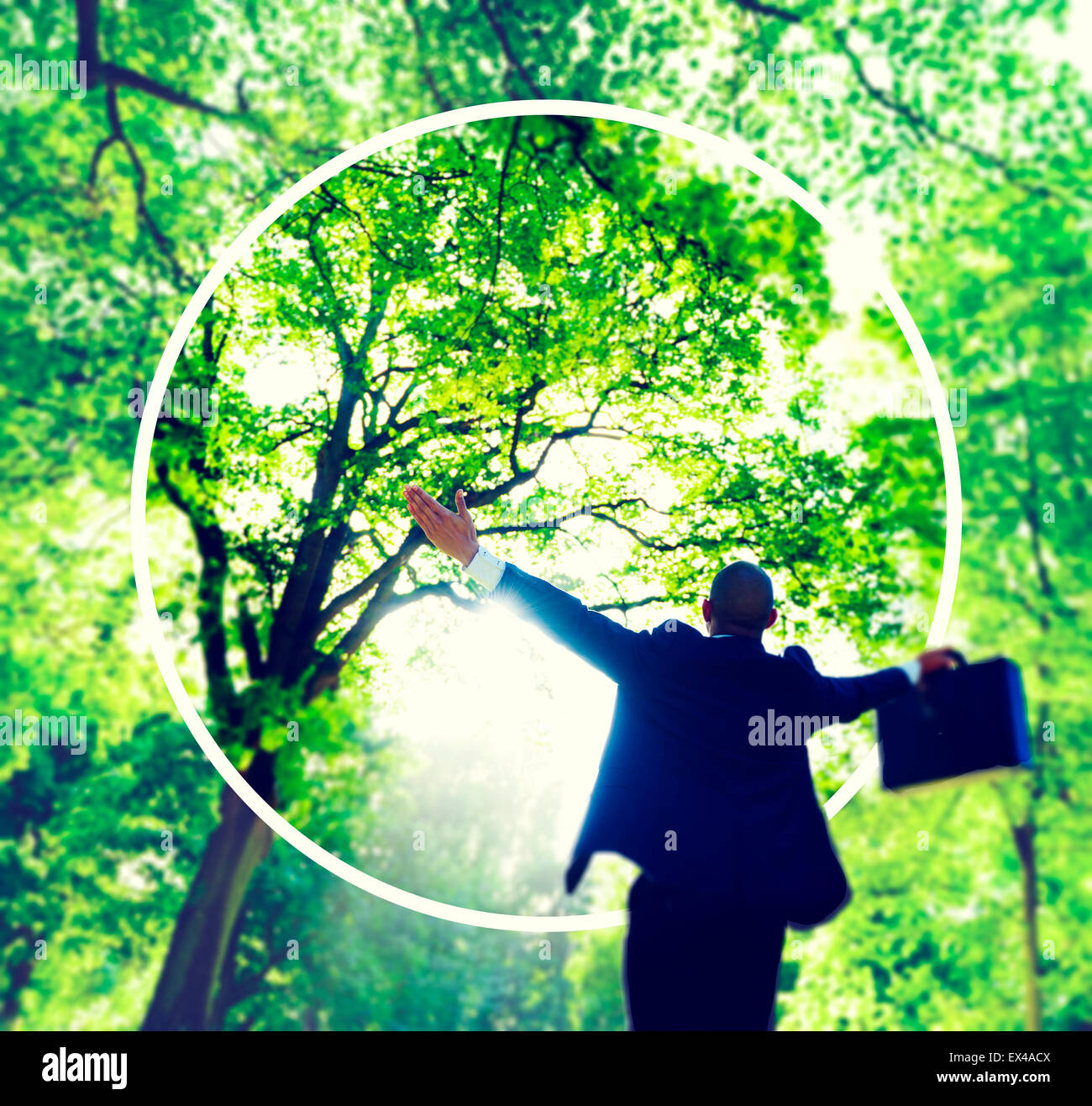 Green Business Success Happiness Forest Freedom Concept Stock Photo - Alamy