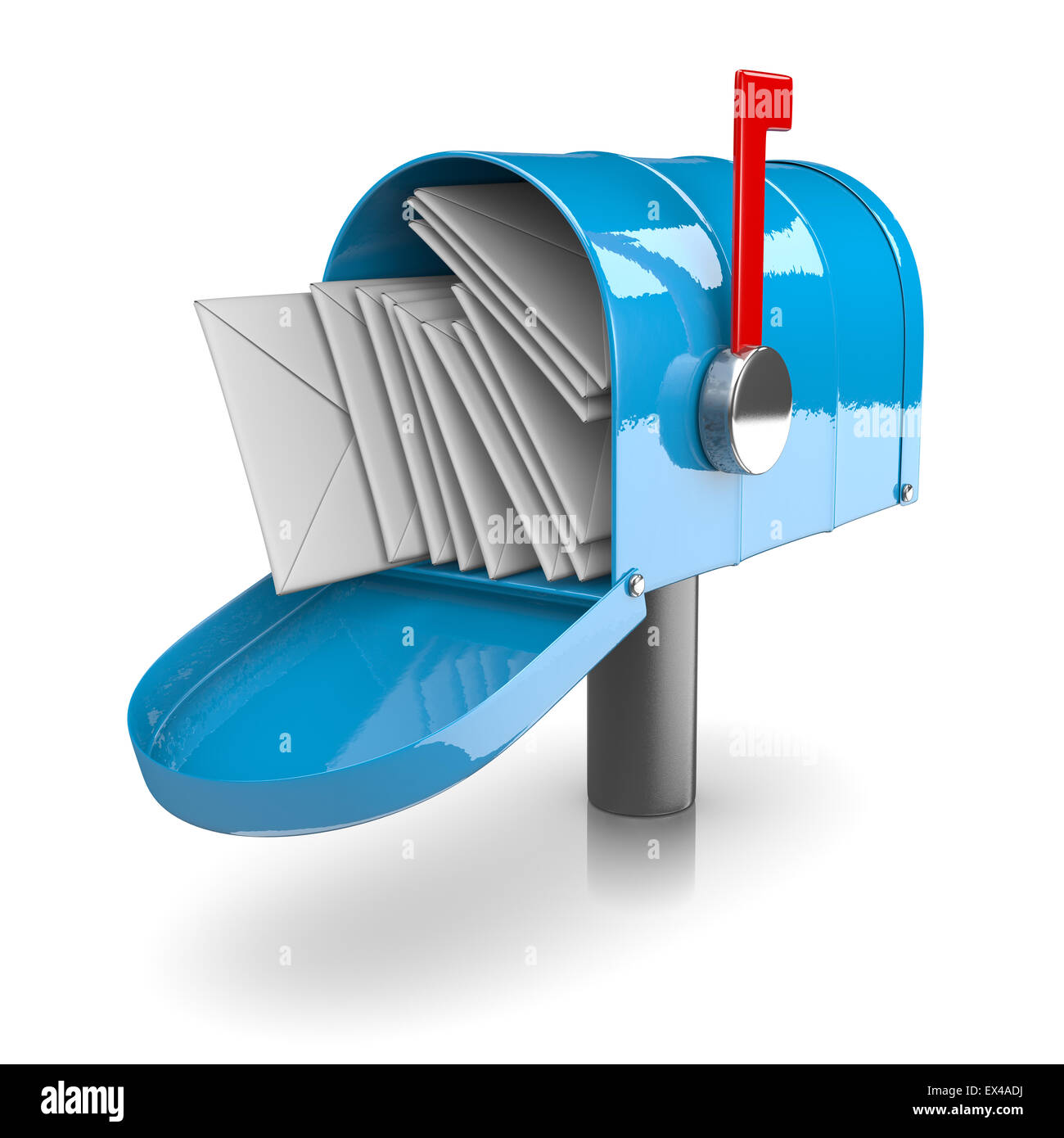Full Blue Mailbox on White Background 3D Illustration Stock Photo - Alamy
