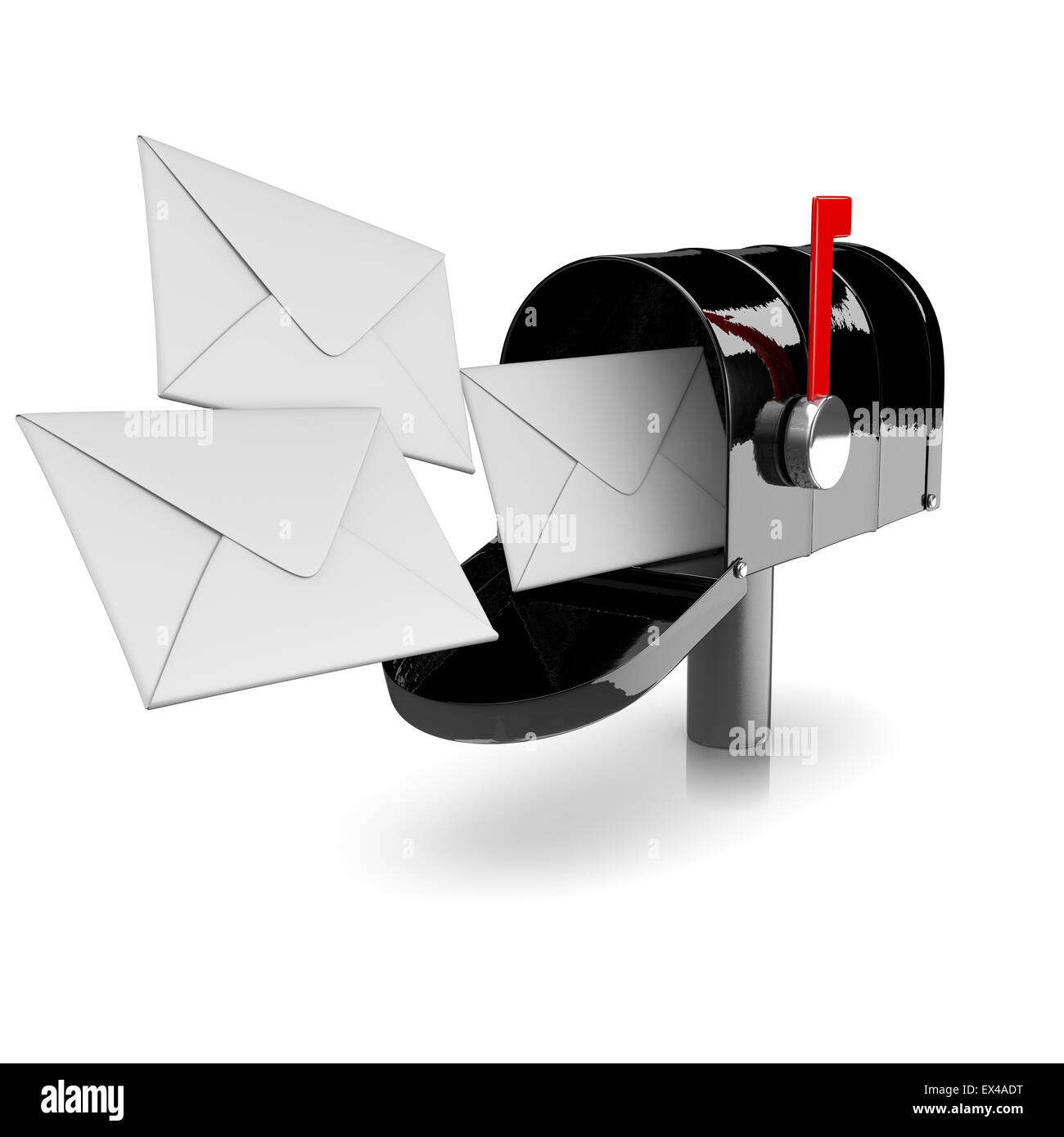 Black Mailbox on White Background 3D Illustration Stock Photo - Alamy