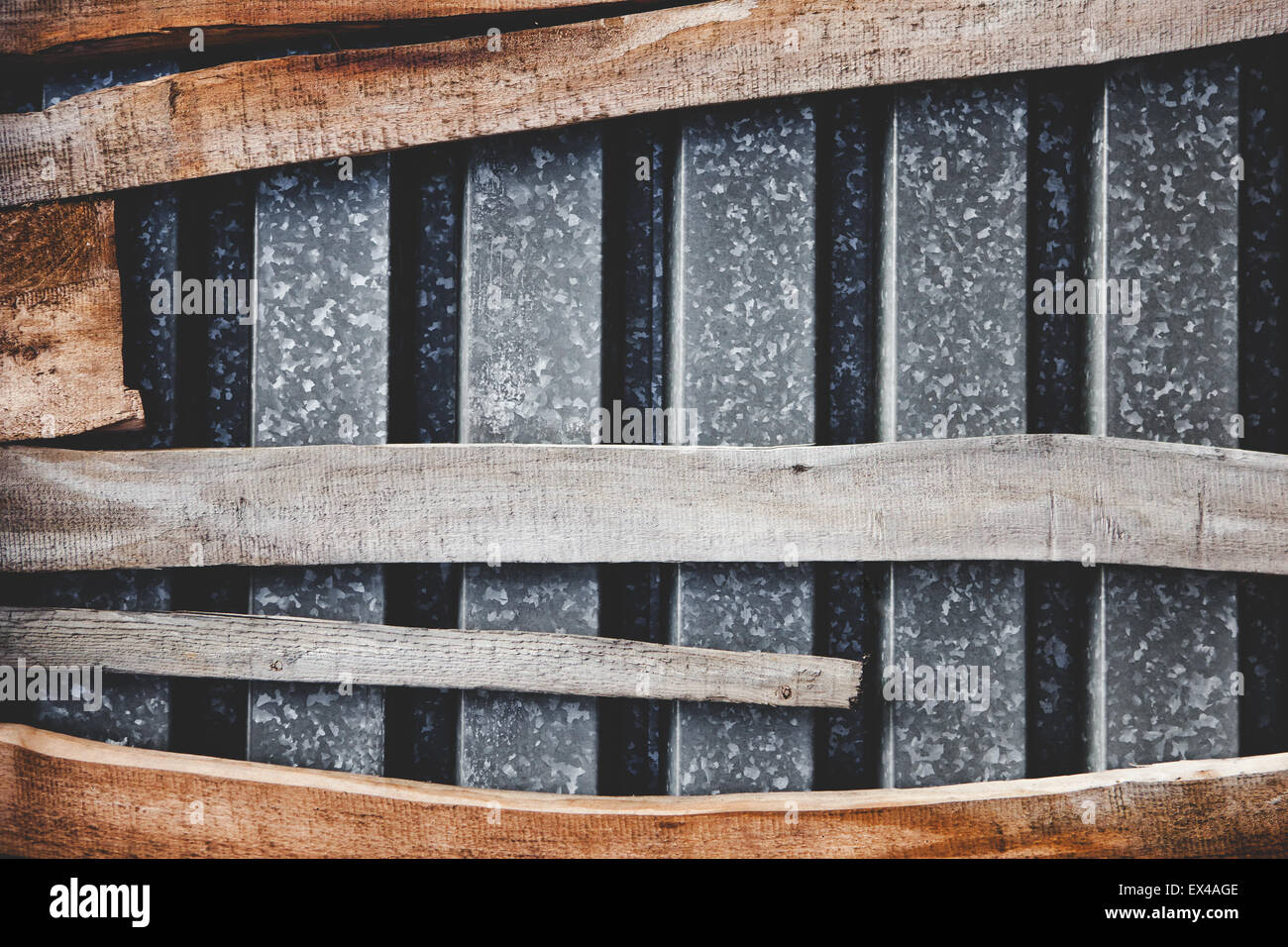 wooden boards on metal sheet Stock Photo - Alamy