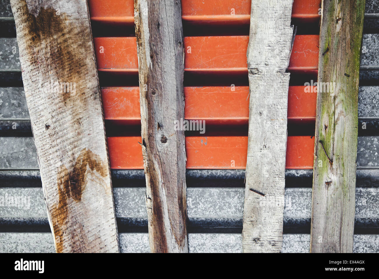 wooden boards on metal sheet Stock Photo - Alamy