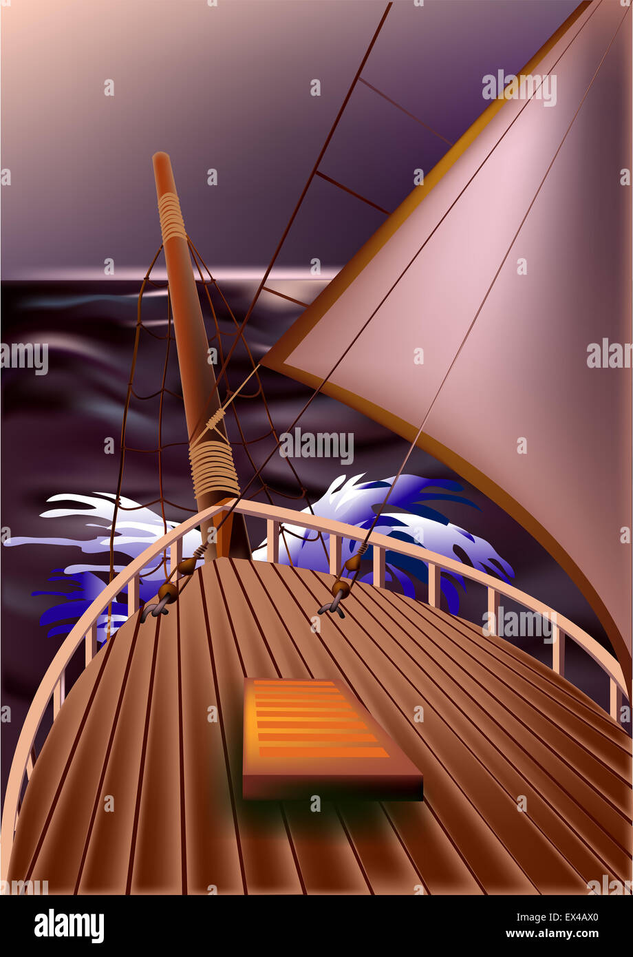 The yacht is under sail out into the ocean under the Stock Photo - Alamy