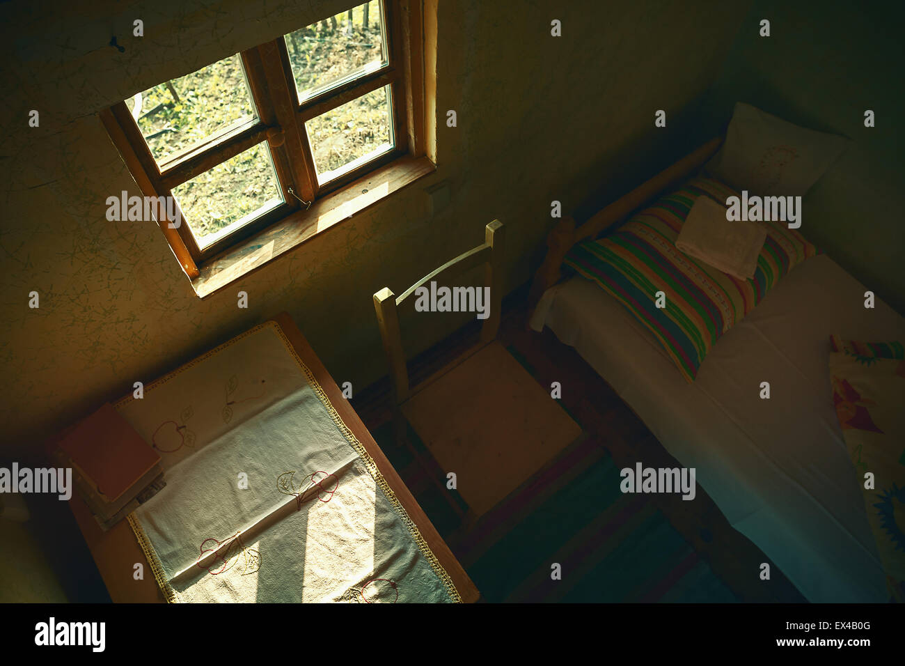 Old wooden house interior, view from above Stock Photo - Alamy
