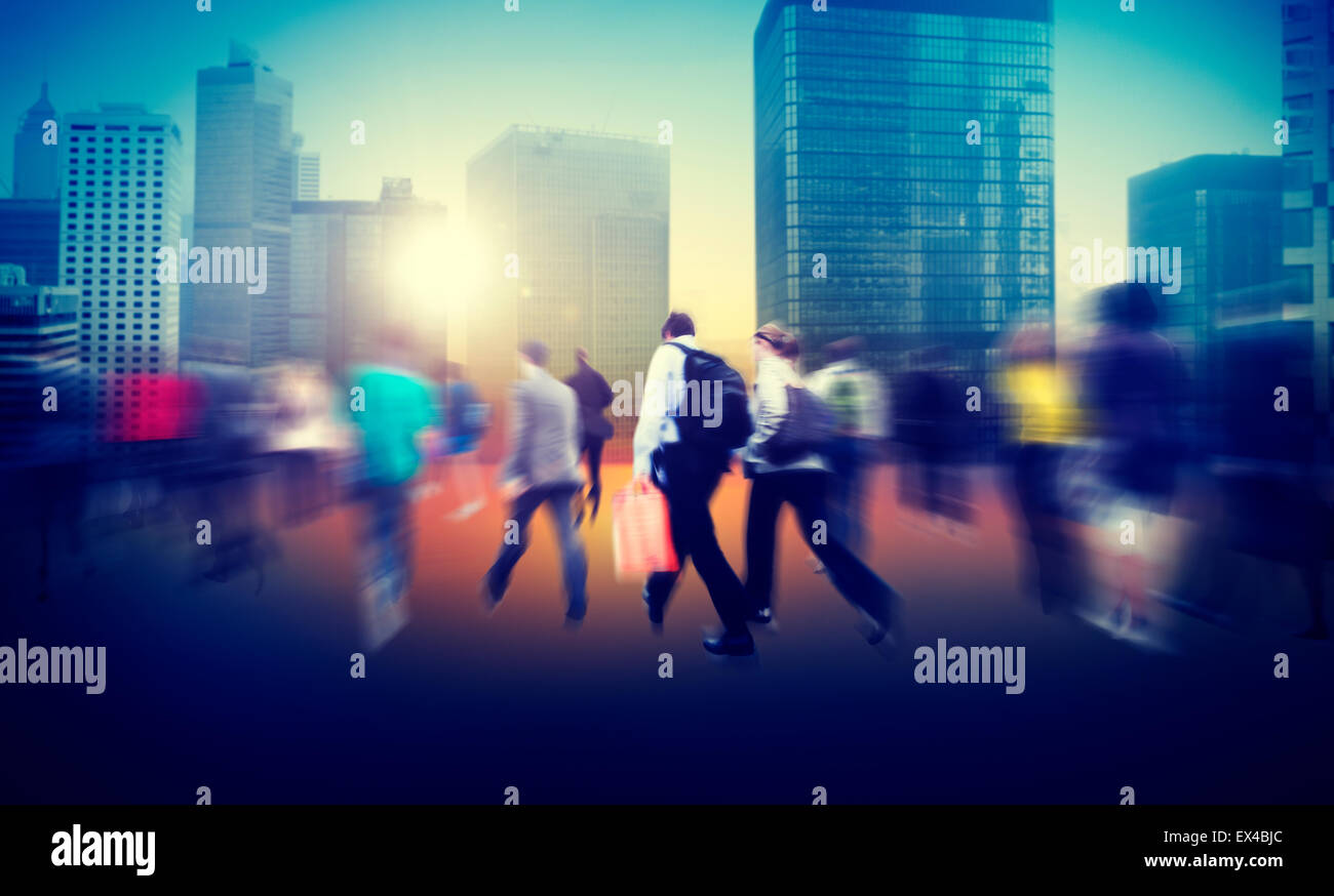 Commuter Business District Walking Crowd Cityscape Concept Stock Photo ...