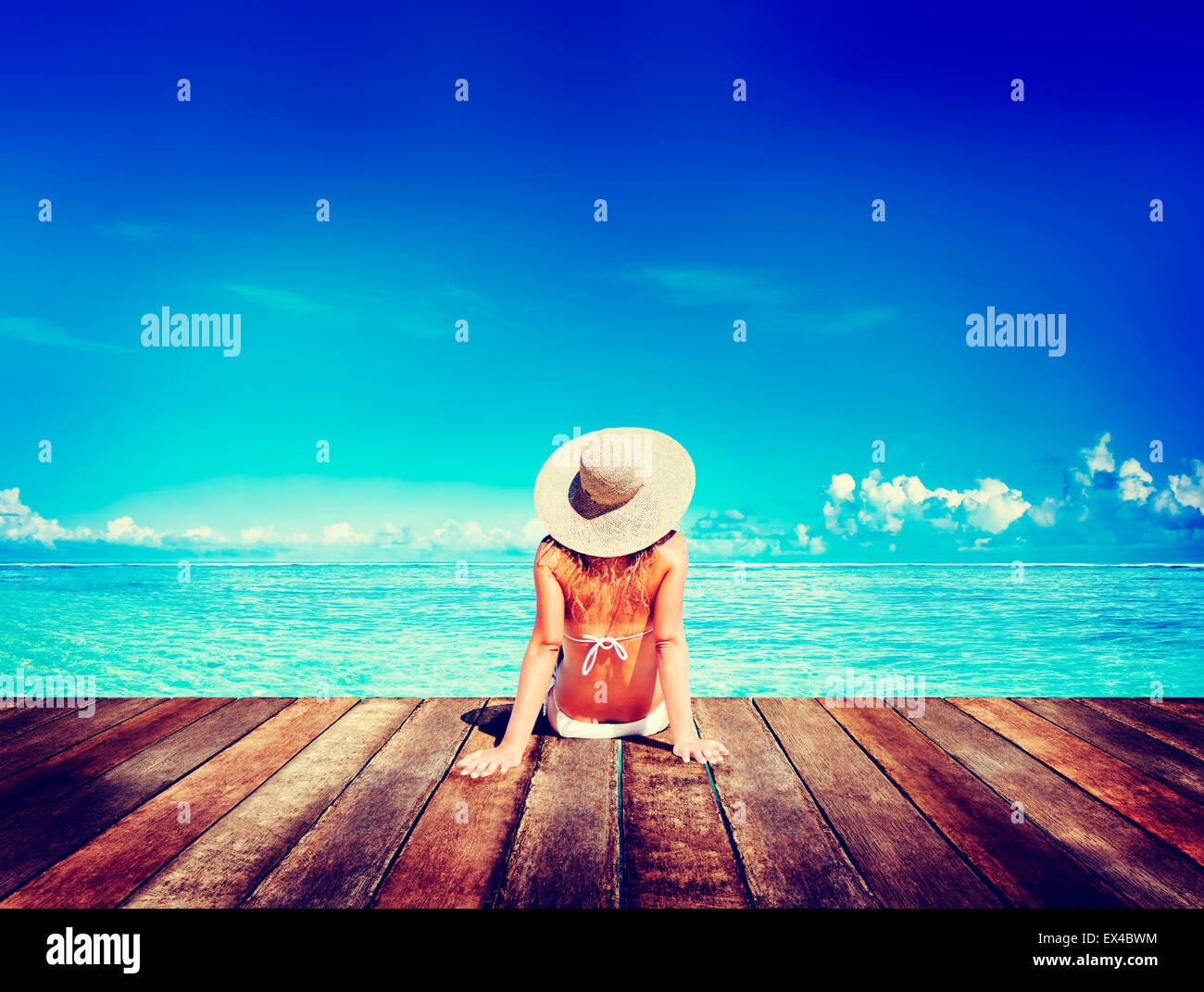 Woman Sunbathe Sunny Summer Beach Relaxing Concept Stock Photo - Alamy