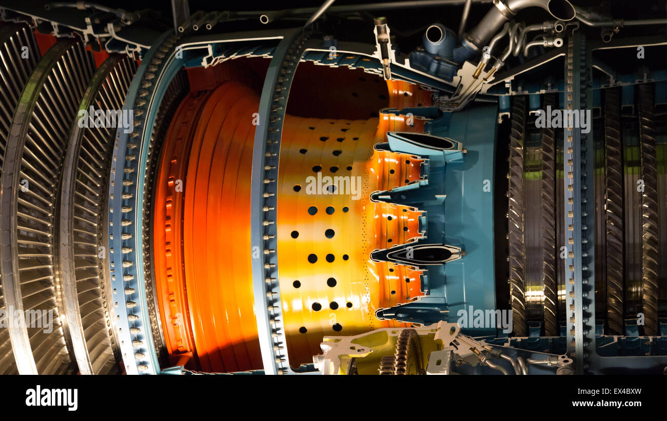 Cross section view of the inside of an airplane engine Stock Photo - Alamy