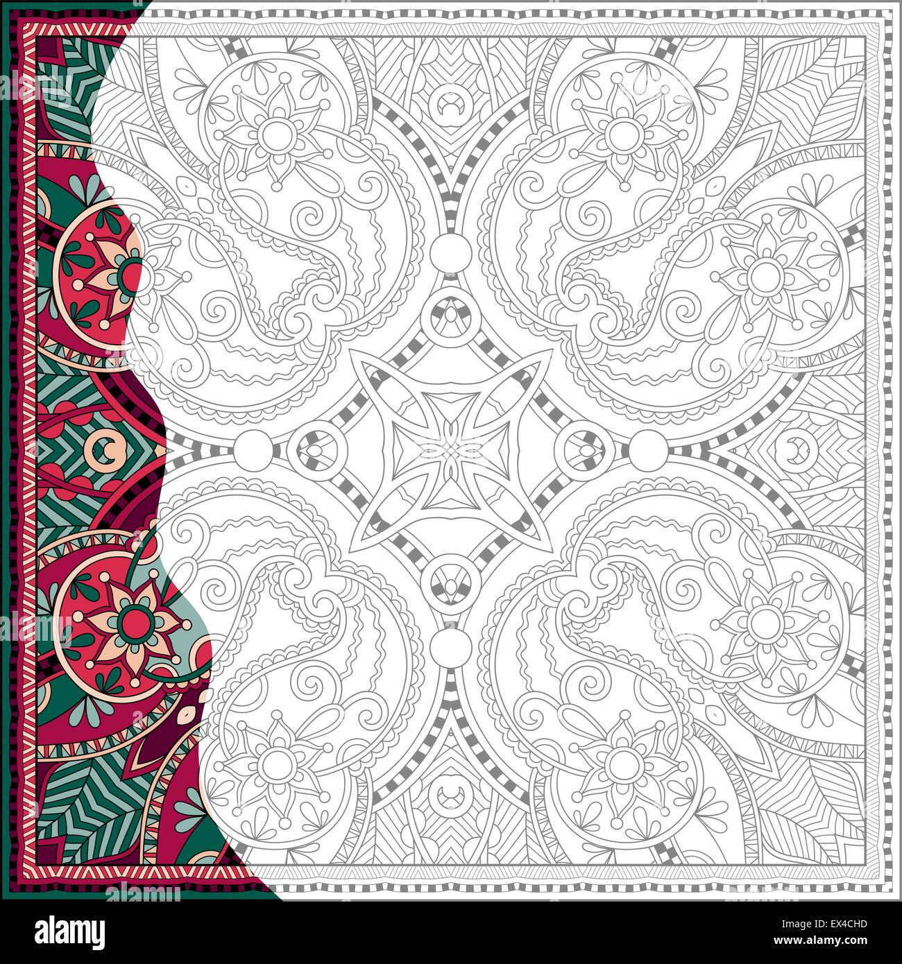 unique coloring book square page for adults Stock Vector Image & Art ...