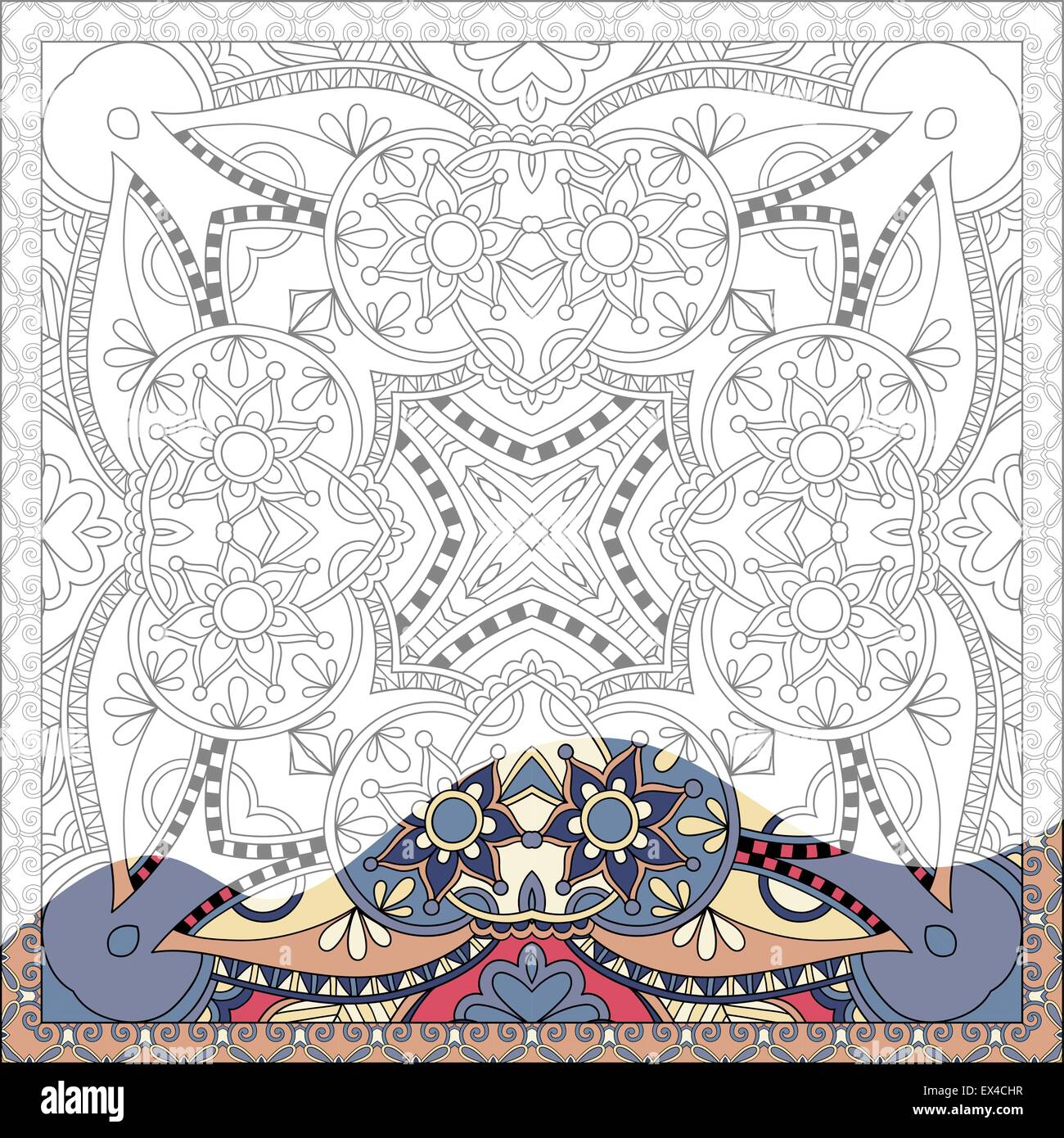 unique coloring book square page for adults Stock Vector Image & Art ...