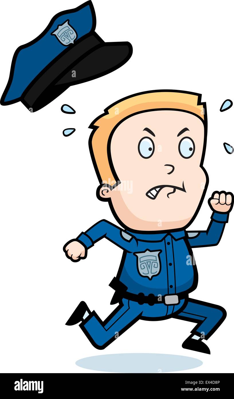 A cartoon child police officer angry and running Stock Vector Image ...